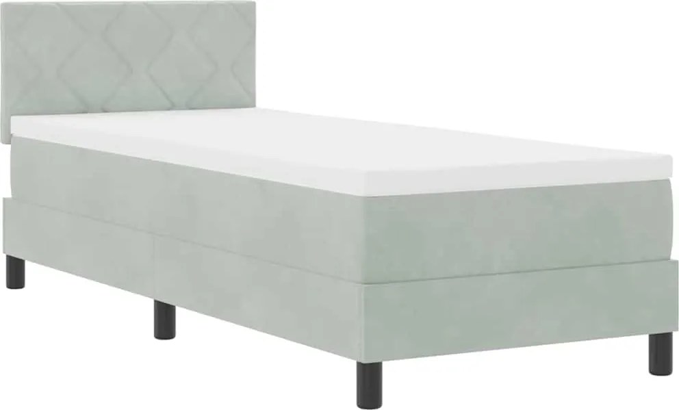 Postel s boxspringem s čelo Světle šedá 80 x 200 cm samet 3339200