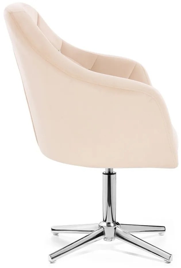 LuxuryForm DESIGN Otočné křeslo ROMA VELUR na stříbrném kříži - krémové