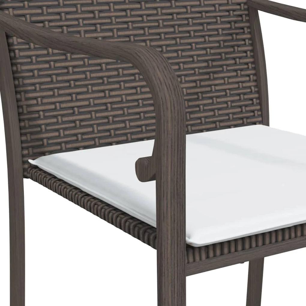 Zahradní židle s poduškami 2 ks hnědé 56 x 59 x 84 cm polyratan - Default Title
