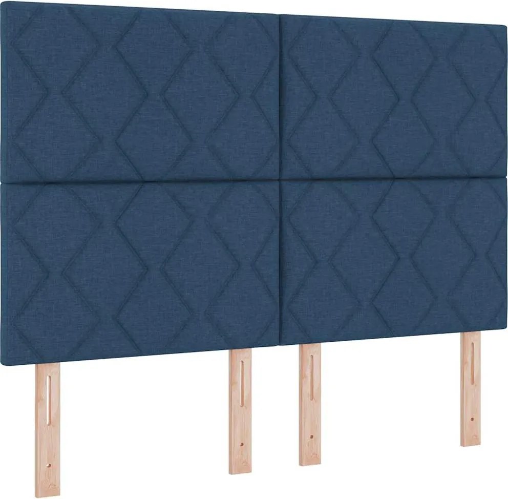 Postel s boxspringem s čelo Modrá 160 x 200 cm textil 3341909