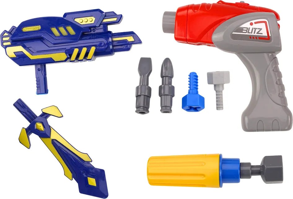 LEAN Toys Robot na šroubování, zbraň, vrtačka, šroubovák, světla, zvuk, zelená barva