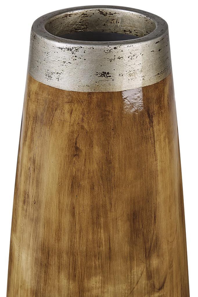 Pálená hlína Dekorativní váza 50 Tmavé dřevo Stříbrná CYRENE Beliani