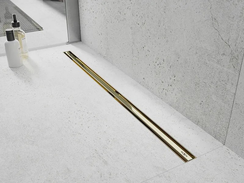 Mexen Flat 360° Slim rotační liniový odtok 60 cm, zlatý - 1541060