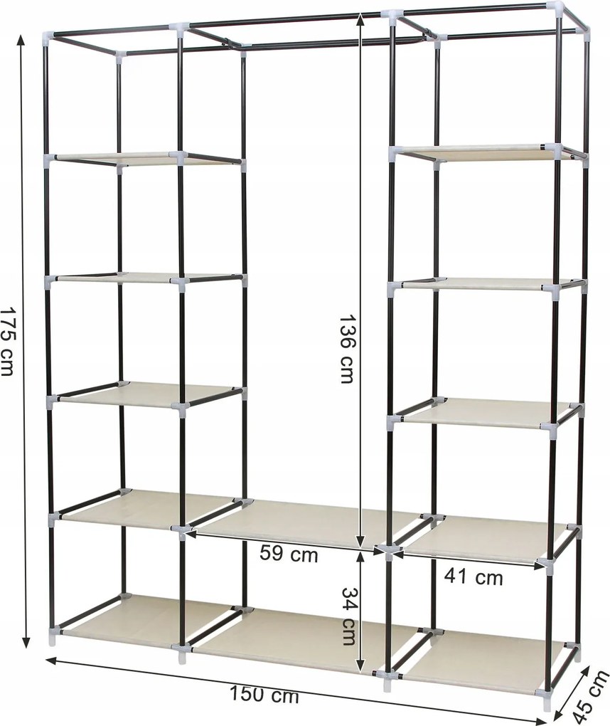 Šatní skříň Songmics RYG12M 150 x 175 x 45 cm odstíny béžové