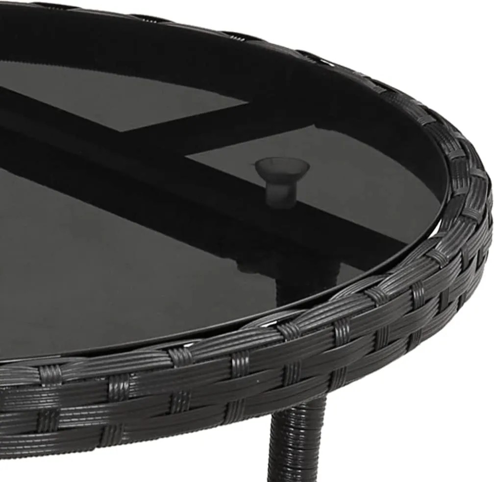 3dílný zahradní bistro set s poduškami černý polyratan 3187416