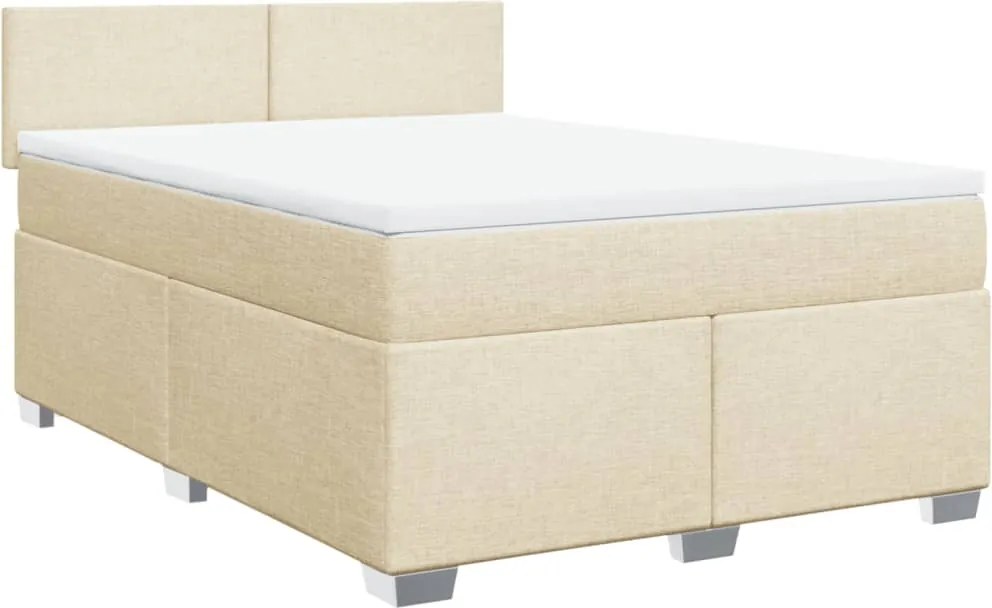 Box spring postel s matrací krémová 140x200 cm textil 3285909