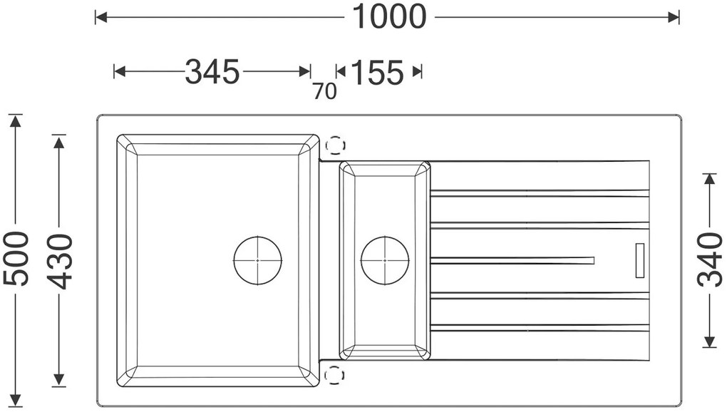 Sinks PERFECTO 1000.1 Pureblack