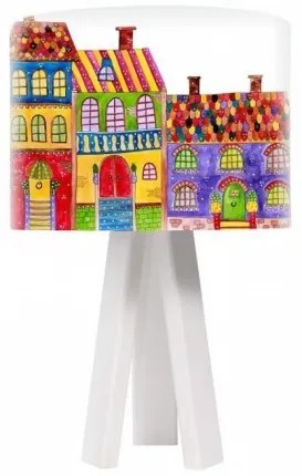 Timberlight Dětská stolní lampa Fabulous Tenement Houses + bílý vnitřek + bílé nohy