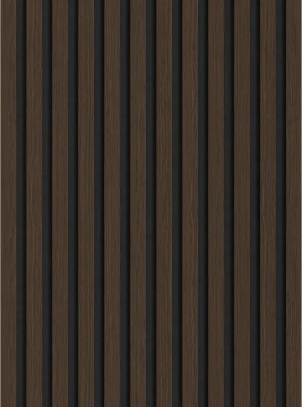Mexen Lam-F, akustické stěnové lamely 275 × 30 cm, plstěný podklad 8 mm, technická dýha, ořech palisandrový, S105-275307-3015-021