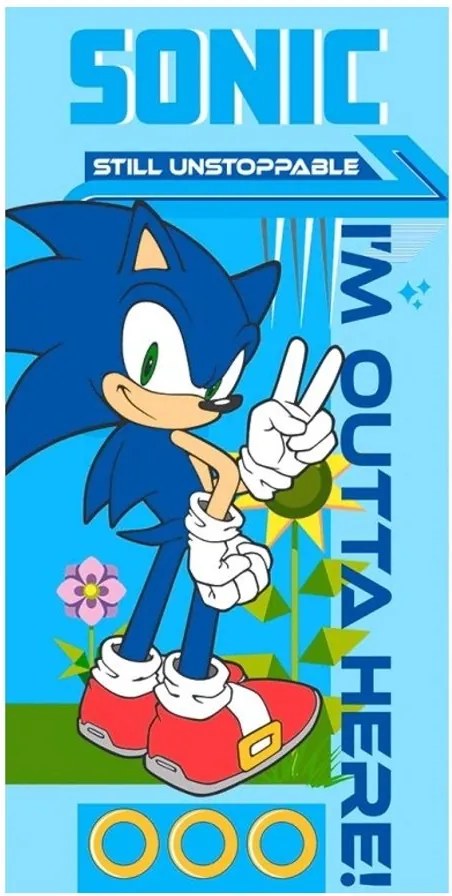 Bavlněná plážová osuška nezastavitelný Ježek Sonic - 100% bavlna - 70 x 140 cm