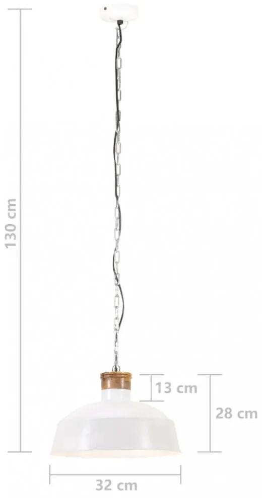 Závěsná lampa bílá / mangovníkové dřevo Dekorhome 32 cm