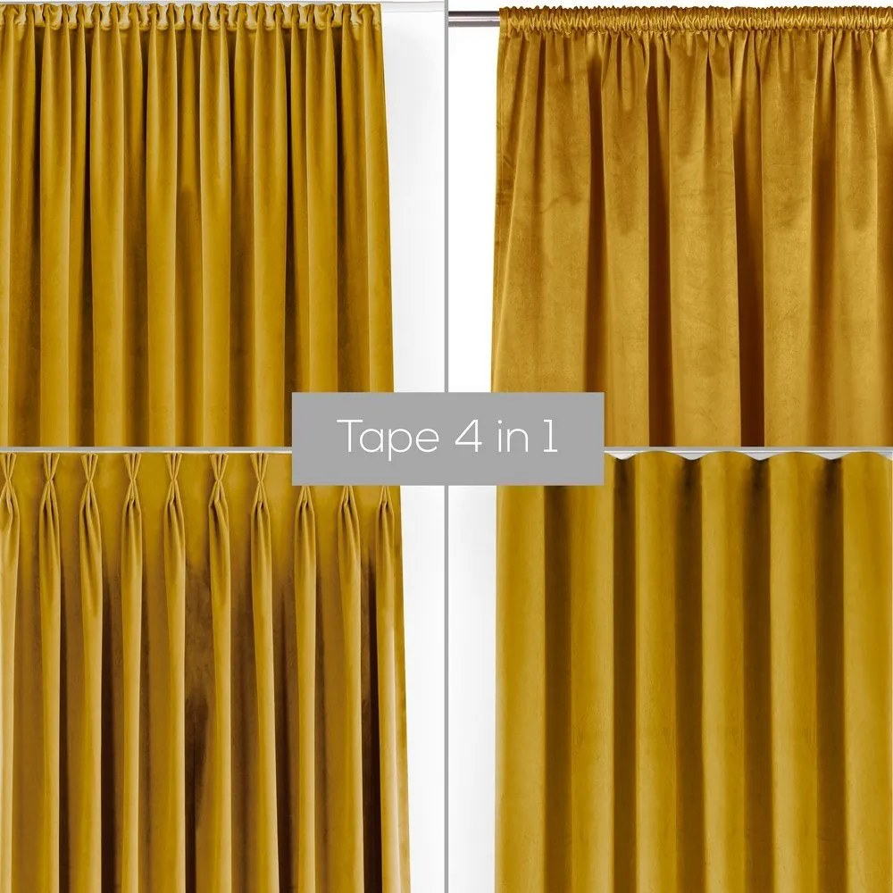 Sametový dimout závěs v hořčicové barvě 140x300 cm Velto – Filumi