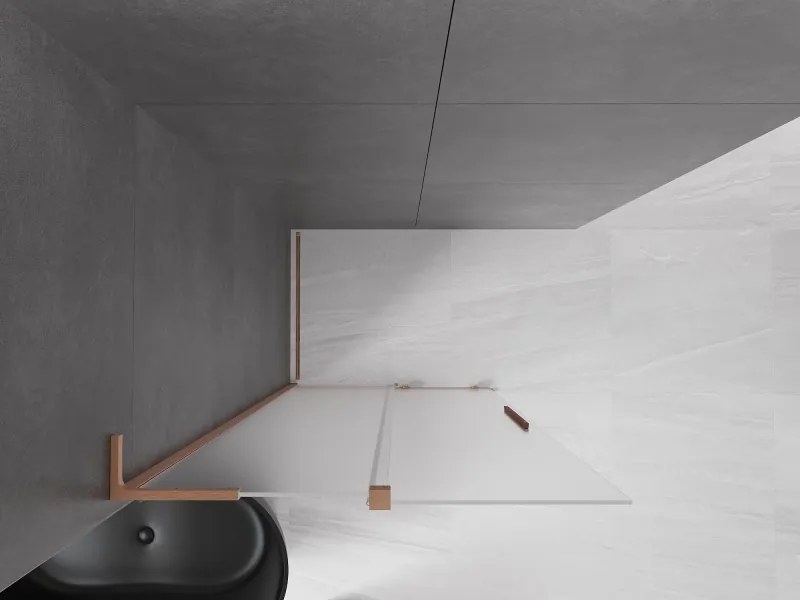 Mexen Velar L, posuvná sprchová zástěna Walk-in 90 x 200 cm, 8mm sklo námraza, měděná matná, 871-090-003-33-65