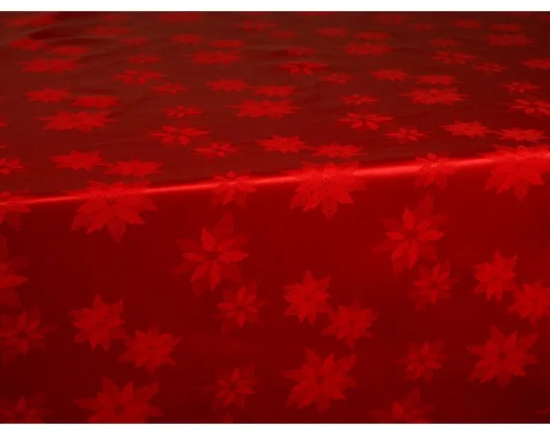 SCANquilt ubrus SOLID vánoční hvězdy červená 155 x 250 cm ovál