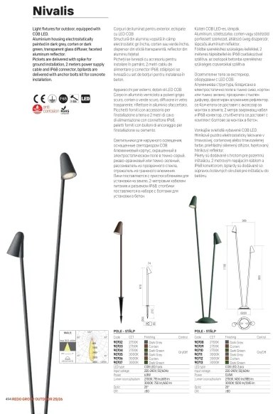 Redo 90711 - LED Venkovní lampa NIVALIS 2xLED/6,9W/230V 110 cm IP65 antracit