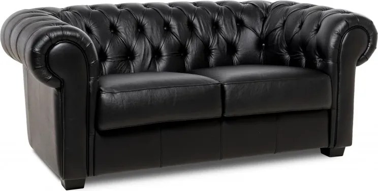 Kožená pohovka CHESTERFIELD - 2P, šedá (Rimini)