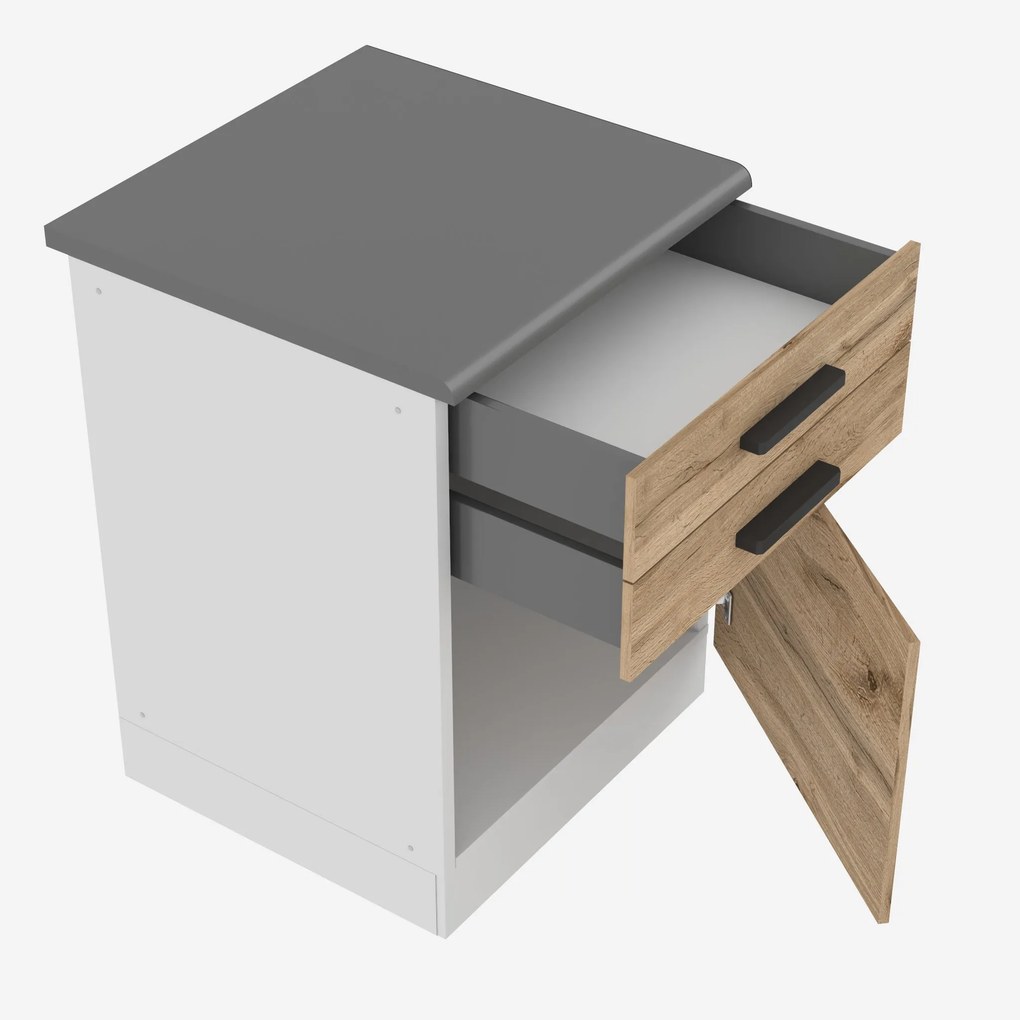 Kuchyňská skříňka Belini Premium Full Version spodní se zásuvkami 60 cm dub wotan s pracovní deskou  TOR SDSZ60/0/WT/DW/B/B1/PP