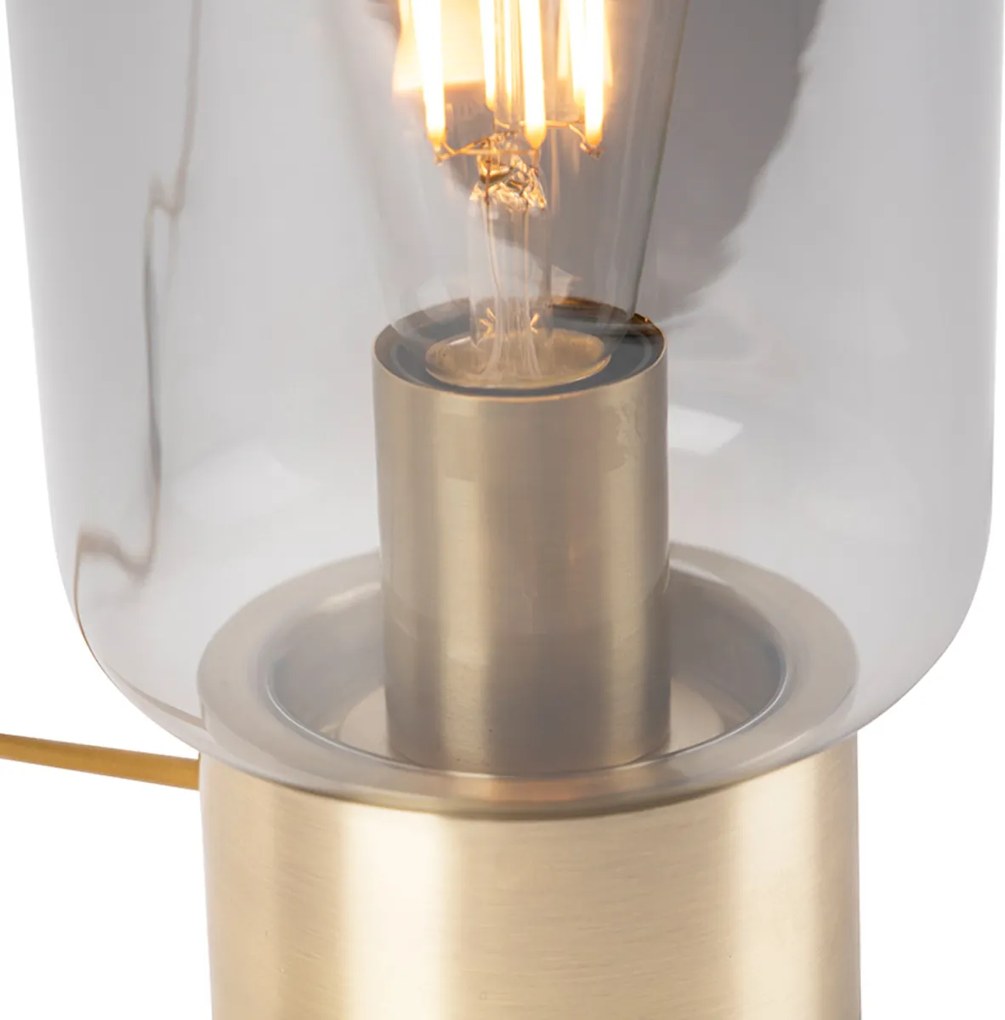 Designová stolní lampa mosaz s kouřovým sklem - Bliss Cute