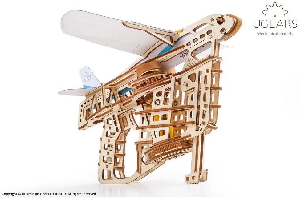 Ugears 3D dřevěné mechanické puzzle Vystřelovací letadlo