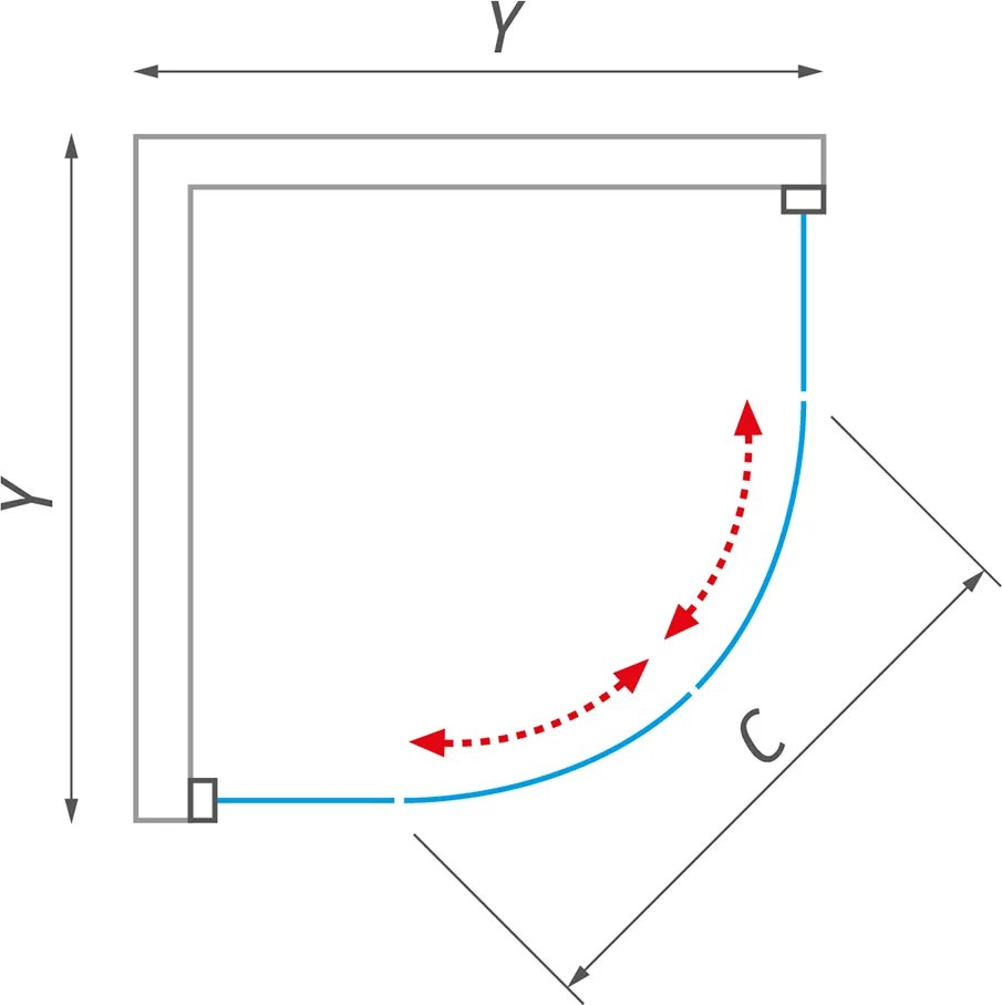 Roth Čtvrtkruhový sprchový kout CI R55 - bez vaničky Varianta: rozměry: 90x90 cm - (CI R55/900 - CI R55 090200 NPE), Barva profilů a typ výplně: profily: černá (elox), výplň: transparent