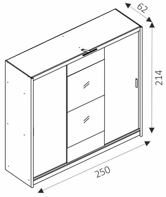 PIASKI SKŘÍNĚ Šatní skříň - WIKI ALU/250, matná bílá