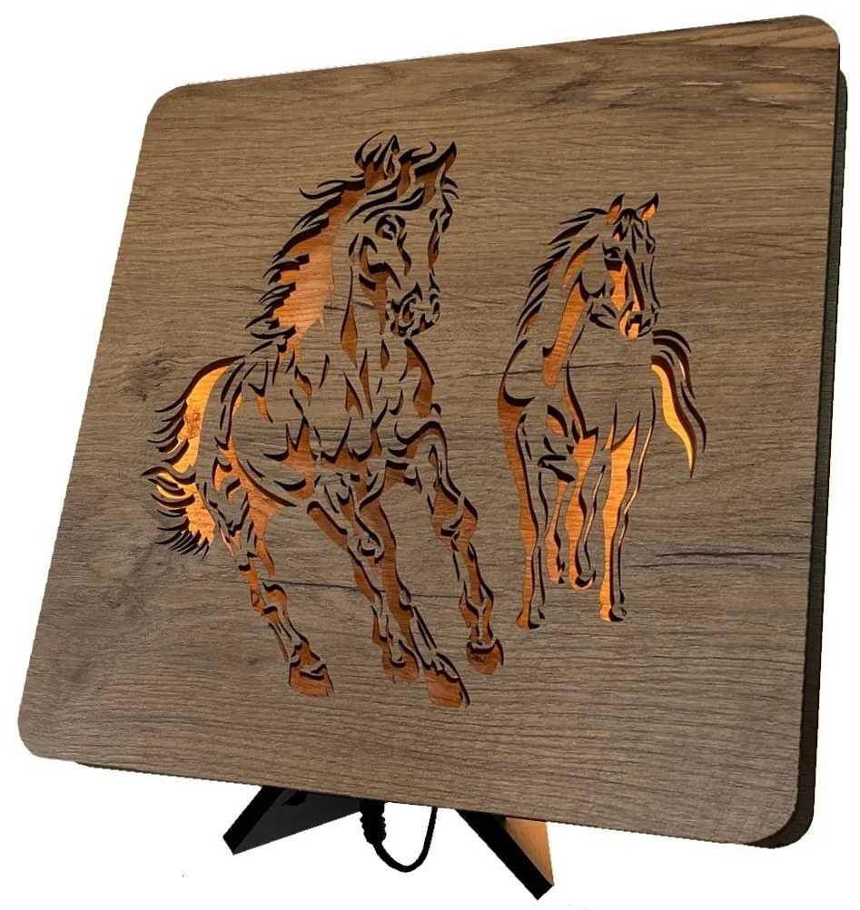 Li-Go "Koně" lampa 31x31cm provedení povrchu: černá s patinou