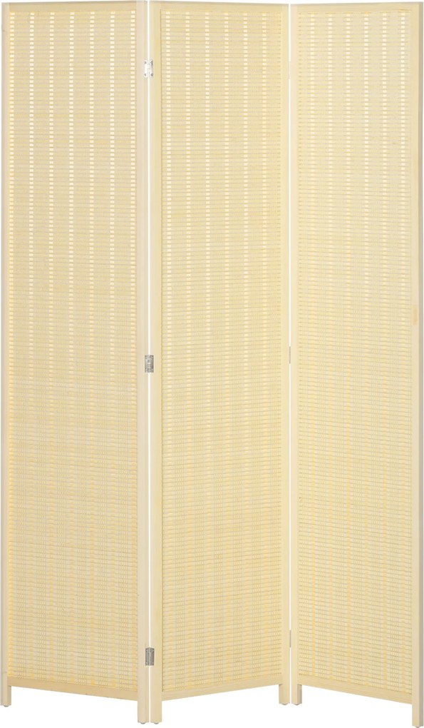 HOMCOM Interiérový dřevěný paravan 3 panely 135 x 180 cm Skladný rozdělovací separator pro obývací pokoj a ložnici, přírodní dřevo