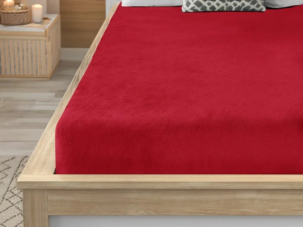Prostěradlo mikroplyš SOFT 180x200 cm tmavě červené