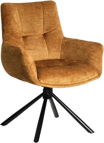 Designová otočná židle Vondila hořčičný samet