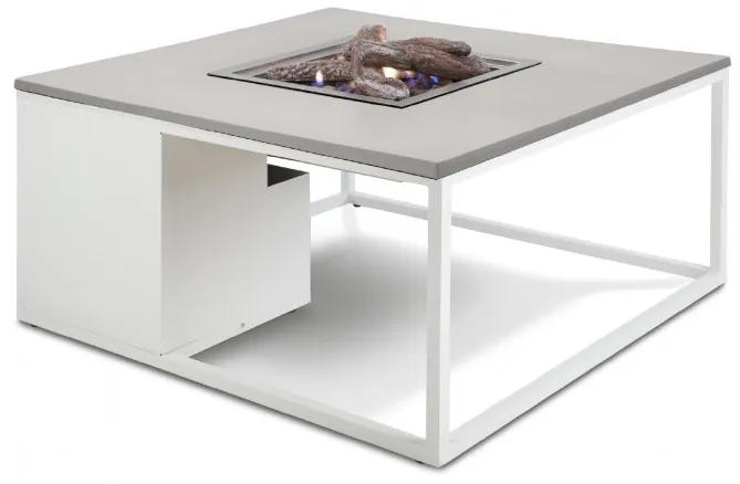 Stůl s plynovým ohništěm COSI- typ Cosiloft 100 bílý rám / šedá deska