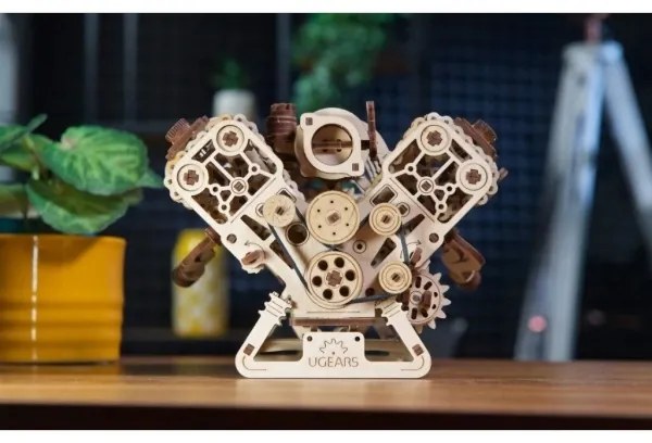 Ugears - 3D dřevěné mechanické puzzle Motor V8
