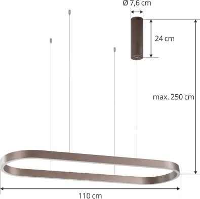 Smart LED závěsné svítidlo Lucande Melinay kávová CCT Tuya 3000K/4000K 51W 2800lm s dálkovým ovládáním 10020398