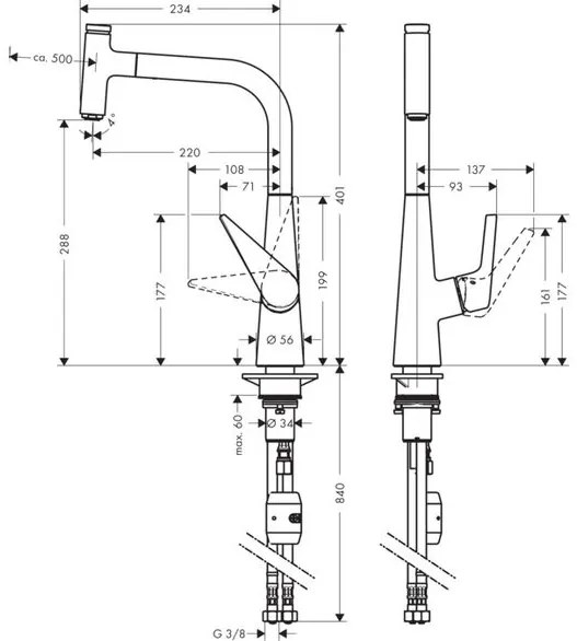 Hansgrohe Select Baterie stojánková dřezová 72821000