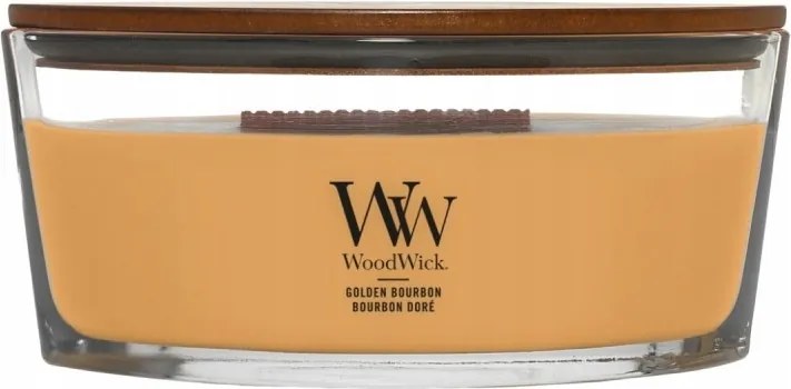 Golden Bourbon – Woodwick – vonná svíčka elipsa s dřevěným knotem