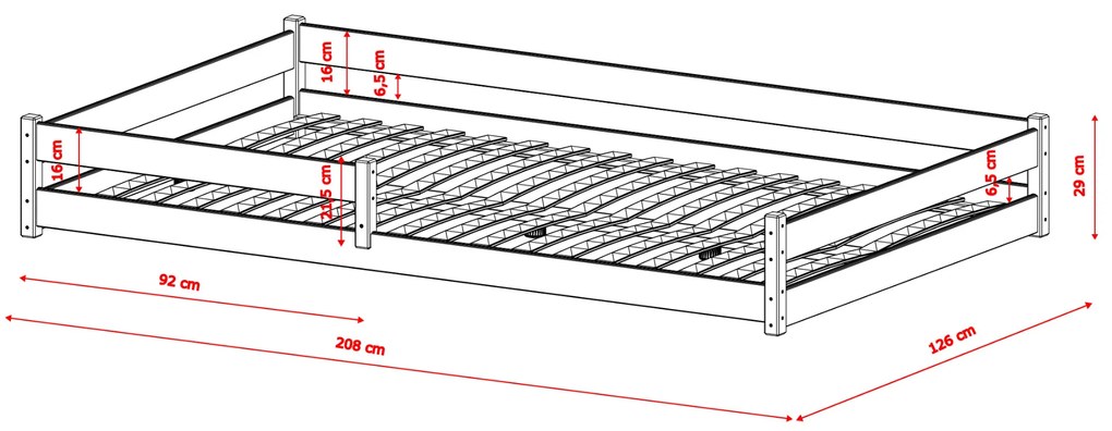 Lano Furniture Dětská postel ZOFIA grafit Rozměr (cm): 120x200