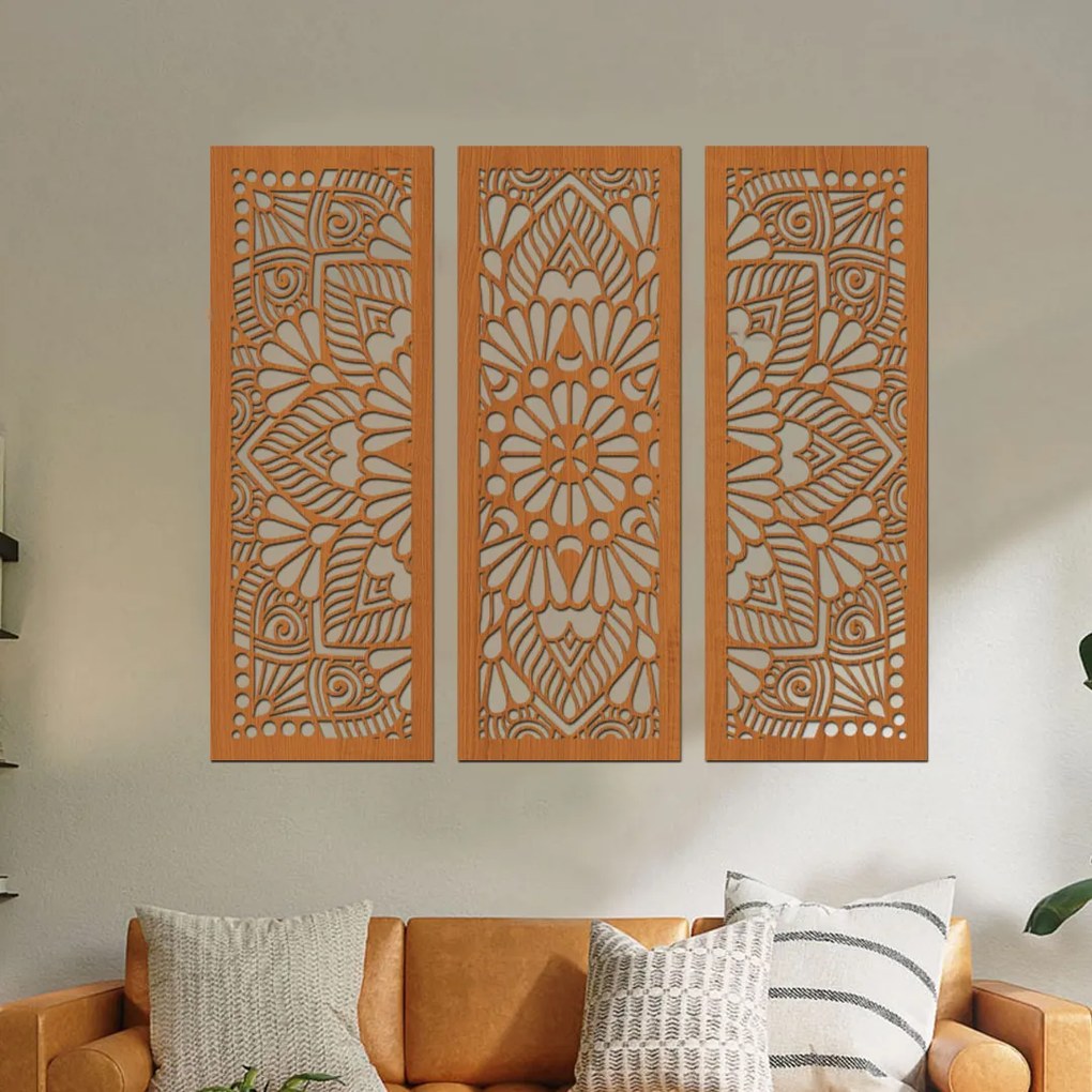 dřevo života Dřevěná 3 dílná mandala QUADRO Zvolte barvu dekoru: Třešeň, Rozměry (cm): 72x60