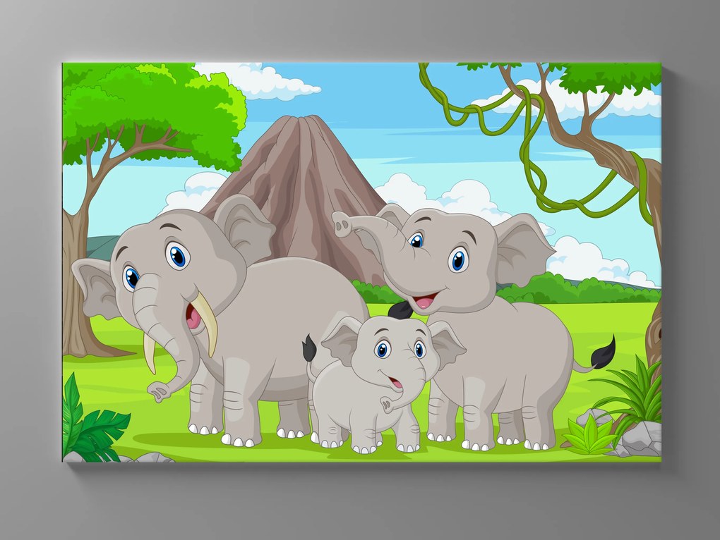 Dětský obrázek sloní rodina Rozměr: 90 x 60 cm