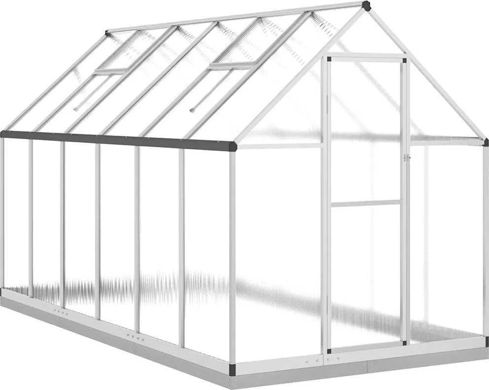 Skleník s podkladovým rámem stříbrný 334 x 169 x 202 cm hliník 3266329