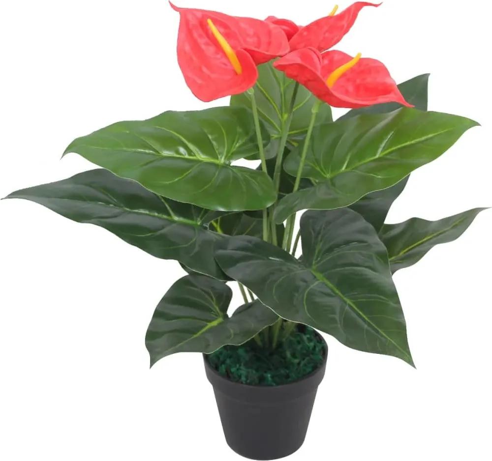 vidaXL Umělá rostlina toulitka s květináčem 45 cm červenožlutá [244446] Barva: Červená