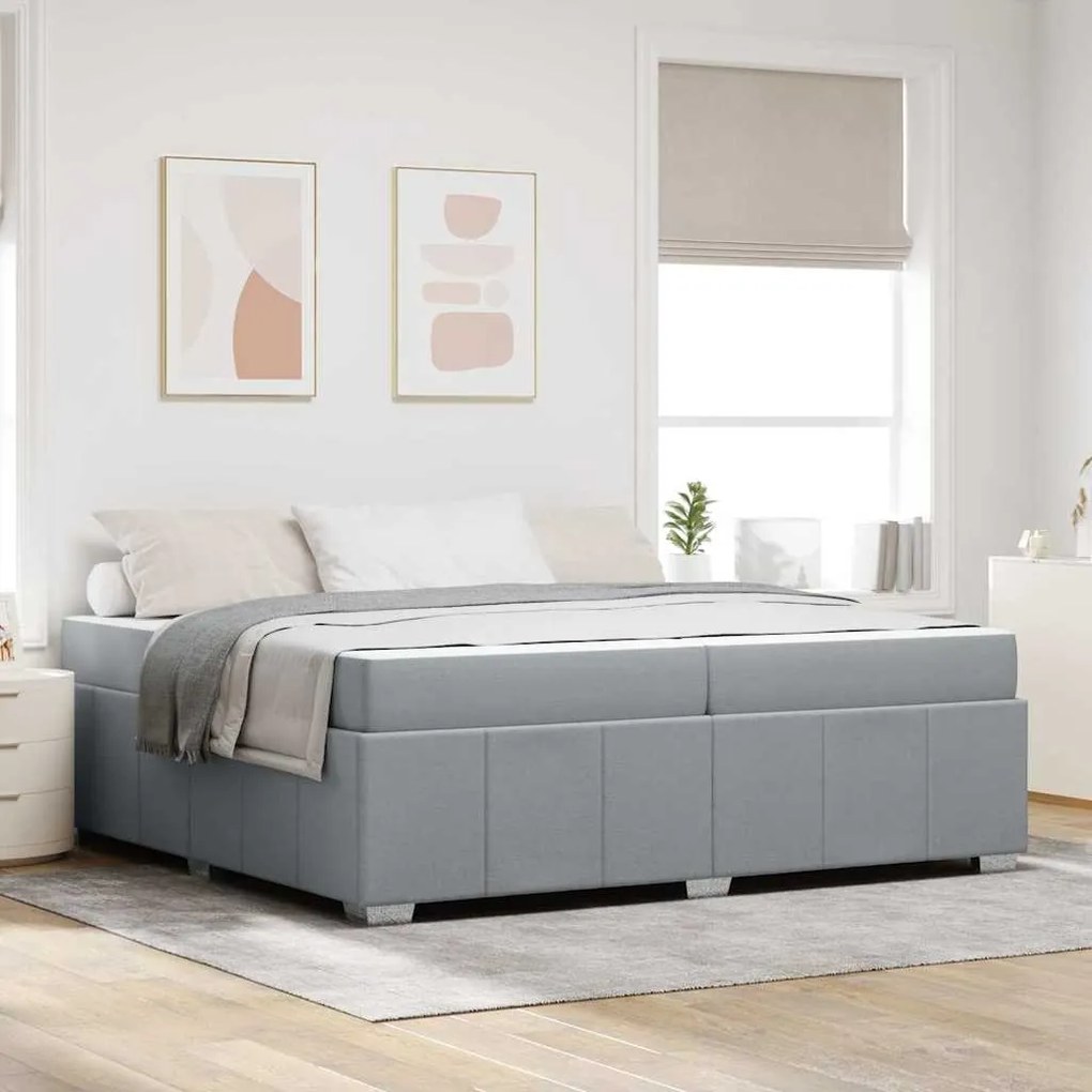 Rám postele s matrací Světle šedá 200 x 200 cm textil 3398307