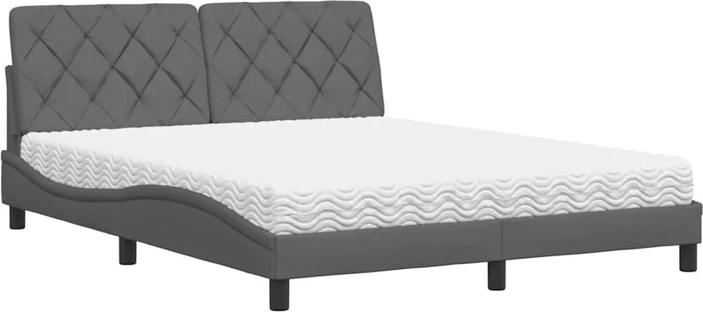 Postel s matrací tmavě šedá 160 x 200 cm textil 3310749