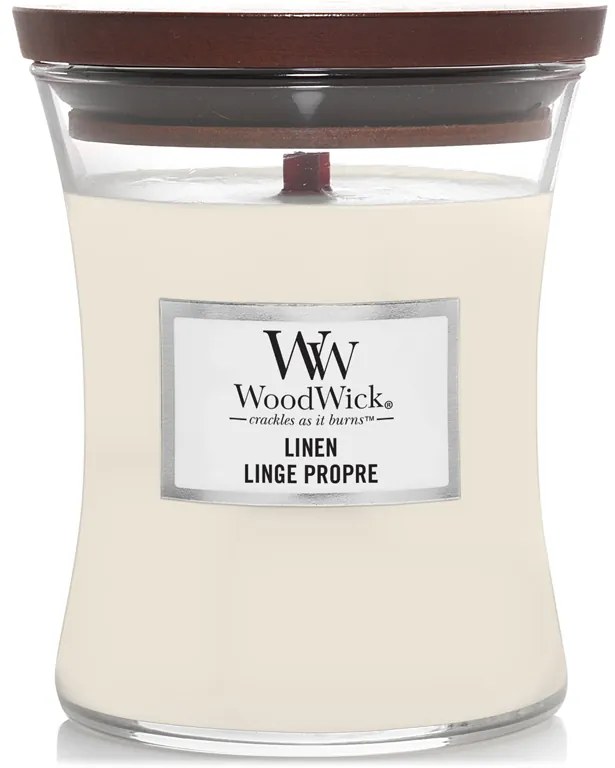 WoodWick – svíčka Linen (Čistý len) Velikost: malá 85 g