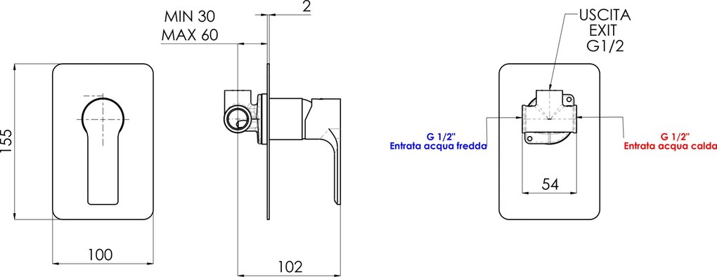 Sapho Sapho, PAX podomítková sprchová baterie, 1 výstup, černá matná, XA41/15