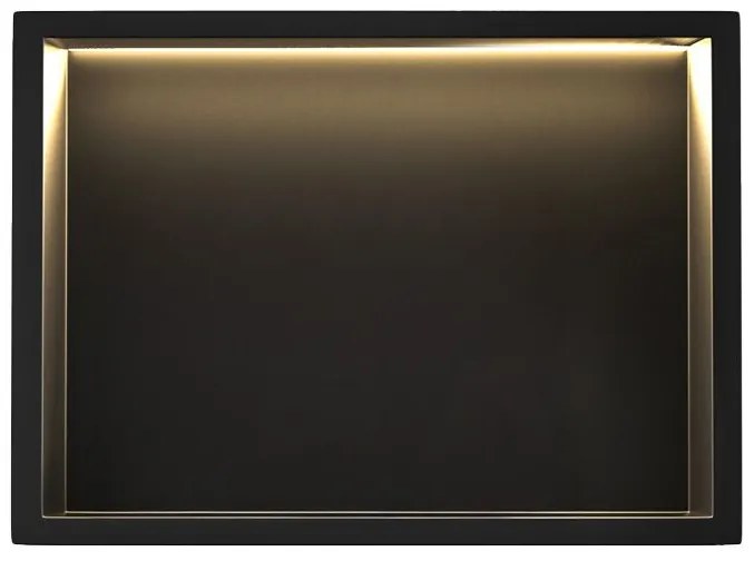 Rea Rea, LED polička na zapuštění 45x30x10 cm, 12W, 3000K, černá matná, REA-08546