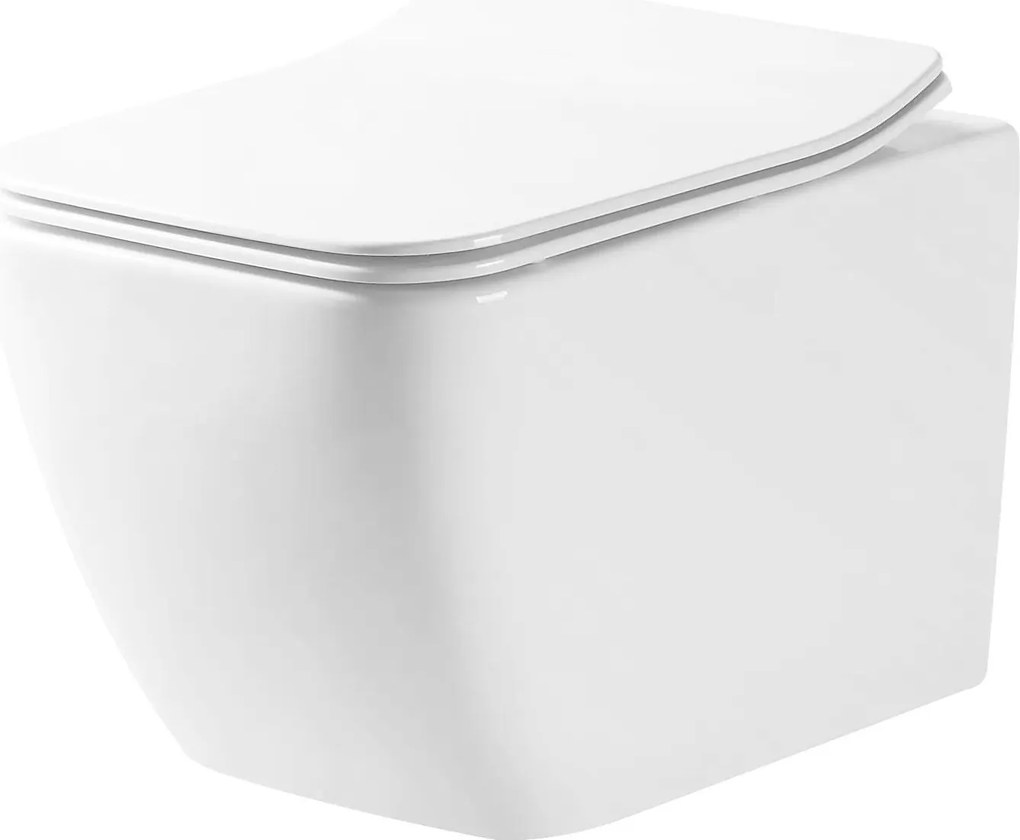 Rea Martin - závěsná WC mísa Rimless 51x37 s pomalu-padajícím sedátkem, bílá, REA-C8006