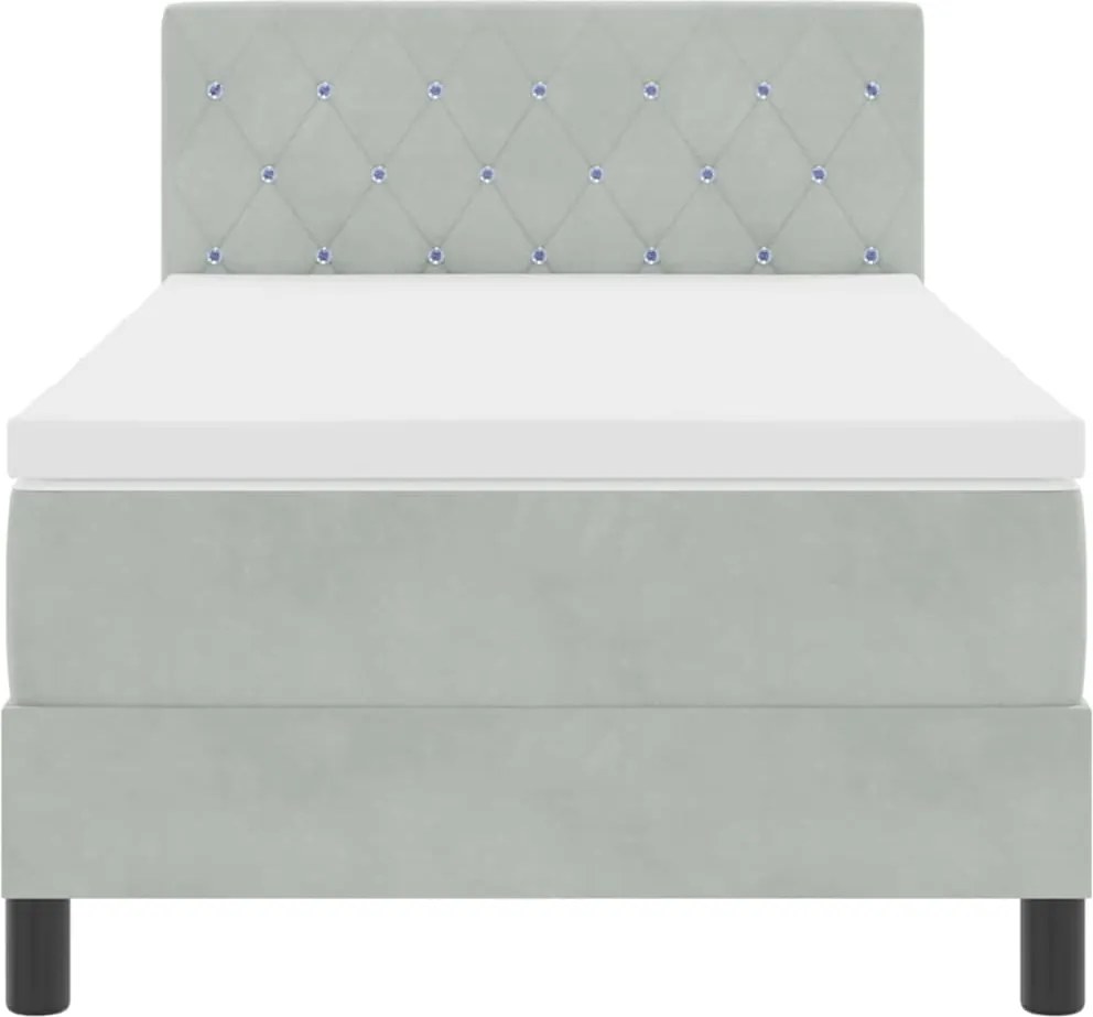 Postel s boxspringem s matrací Světle šedá 90 x 200 cm samet 3339080