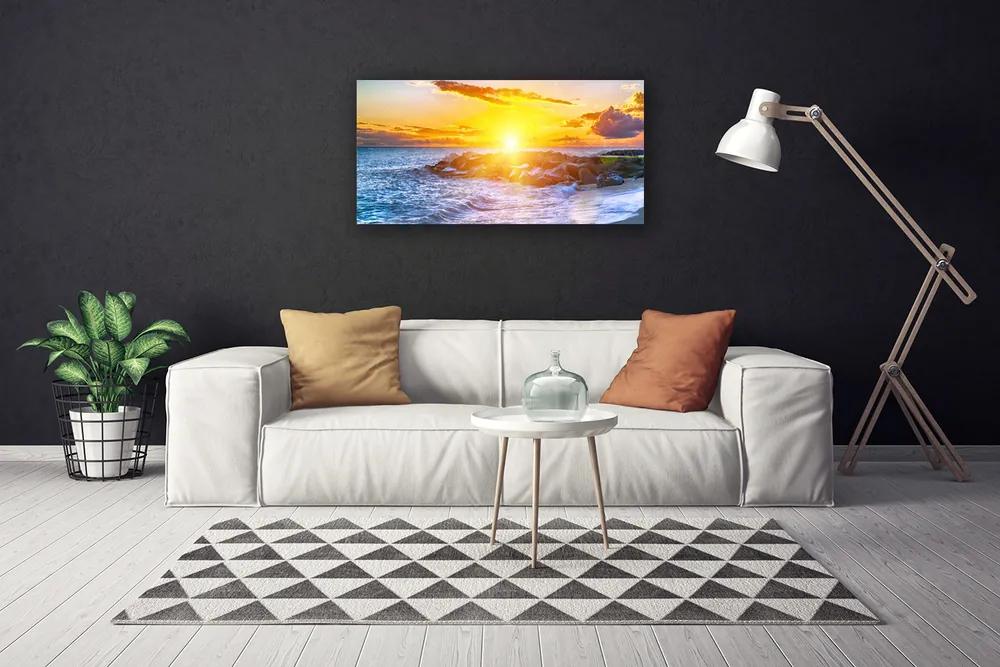 Obraz na plátně Západ Slunce Moře Pobřeží 125x50 cm