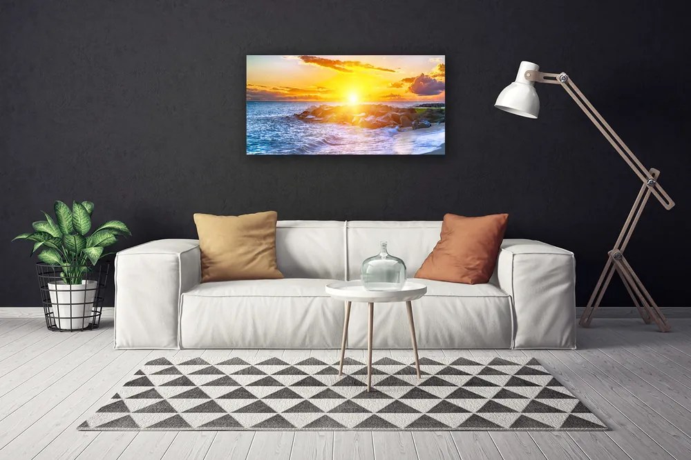 Obraz na plátně Západ Slunce Moře Pobřeží 140x70 cm