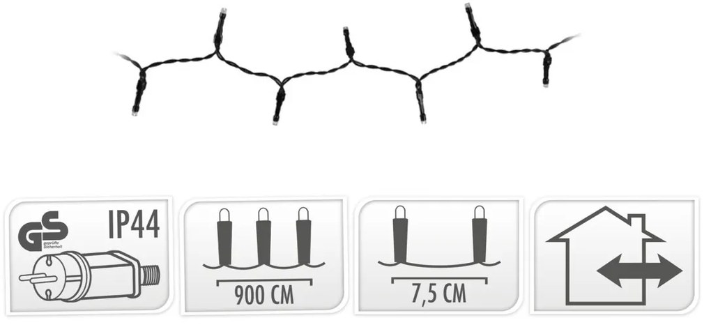Vánoční světýlka 9 m/120 led studená bílá