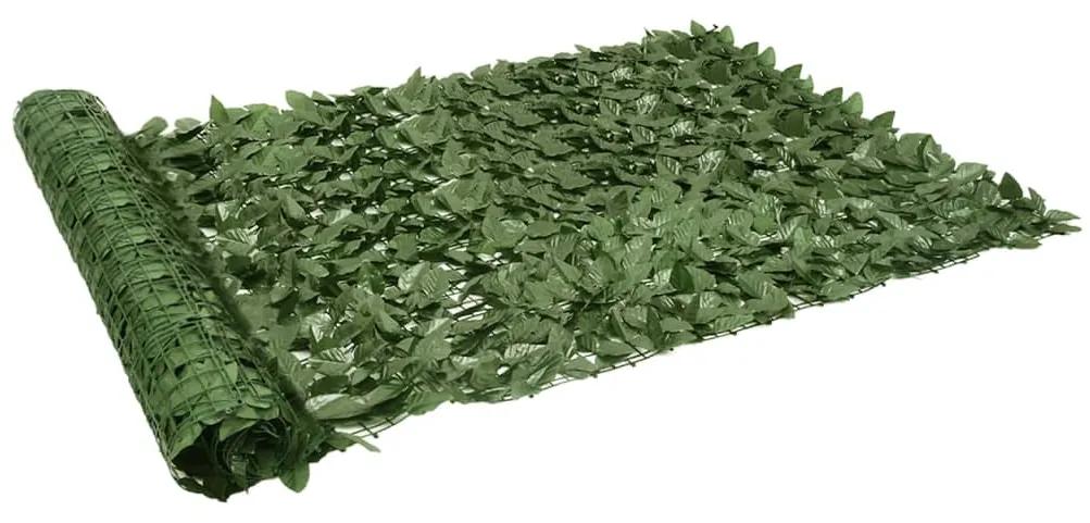 vidaXL Balkónová zástěna s tmavě zelenými listy 400 x 150 cm